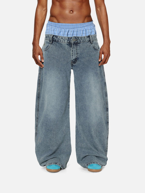 Aelfric Eden Plaid Patchwork Loose Jeans – Aelfric eden